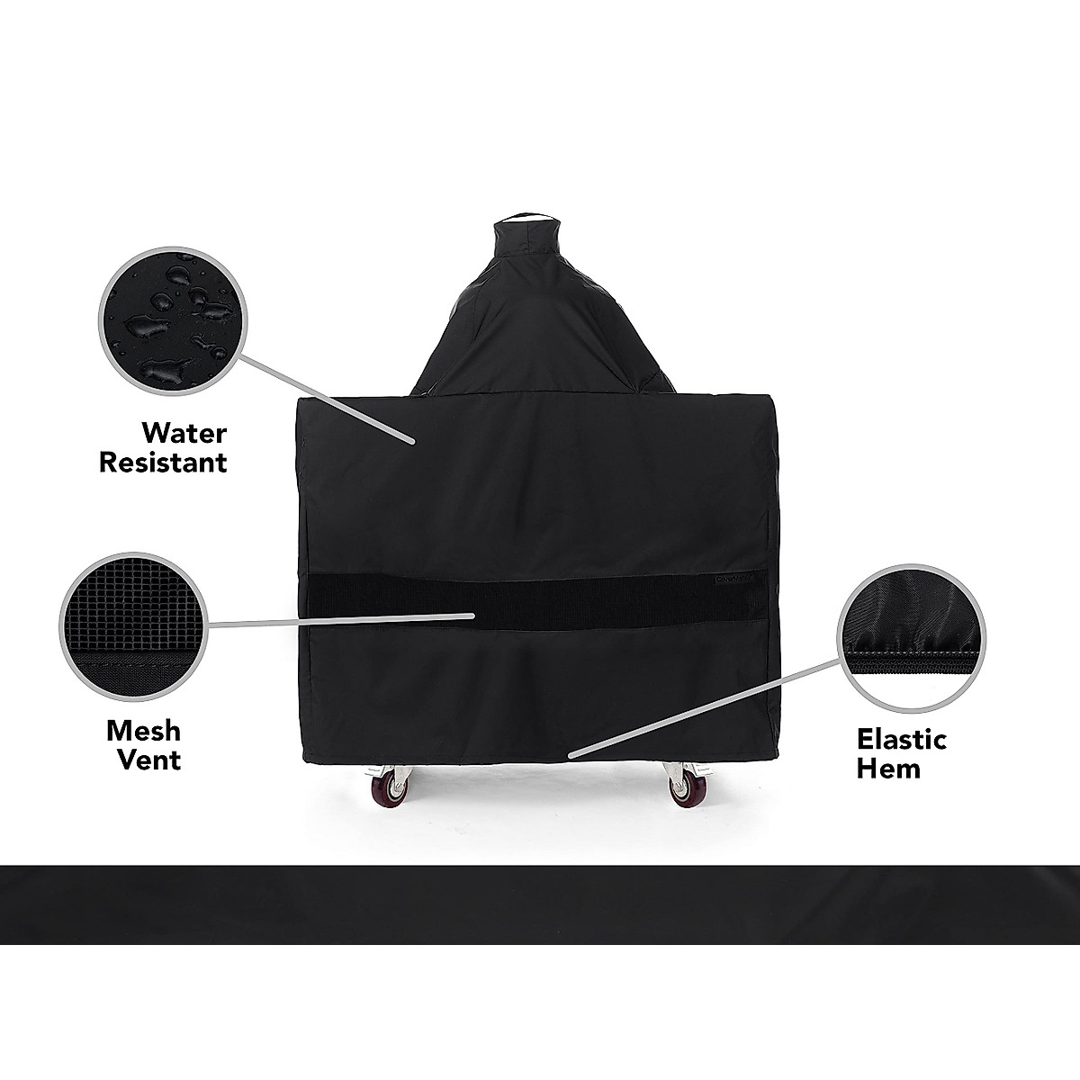 Covermates Kamado Cart Grill Cover - Weather Resistant Outdoor Cover, Protects Big Green Egg Large Table and Round Grills Outdoor, Classic 12-Guage Vinyl, Cart 47W x 28D x 46H, Black