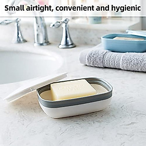 Jawflew Travel Soap Box, Soap Dish for Shower, Soap Bar Holder Dish Container Case, Strong Sealing Leak Proof Portable Soap Saver for Bathroom, Gym, School, Camping, Hiking, Vacation, Outdoor (White)