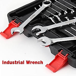 BULLTOOLS 32-Piece Combination Wrench Set, SAE and Metric 1/4"-1" & 7mm-22mm Wrenches Chrome Vanadium Steel Box End and Open End Standard Wrench Set with Case