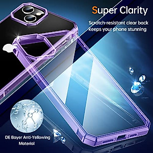 Meifigno Air Armor [5 in 1] Case Designed for iPhone 14, 2X Screen Protector + 2X Magnetic Ring [Military Grade Drop Protection], Shockproof Case Designed for iPhone 14, 6.1 inch 2022, Crystal Purple