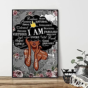 LLOSEUP African Queen Canvas Wall Art Black Women Canvas Paintings Black Girl Wall Art African American Abstract Nordic Pictures Posters Prints for Living Room Wall Decoration Artwork Unframed