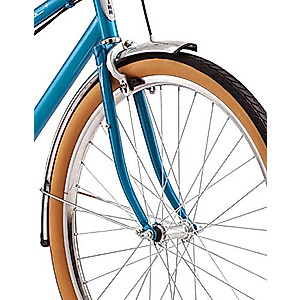 Schwinn Twinn Classic Tandem Adult Beach Cruiser Bike, Double Seater, Low Step Steel Frame, 7-Speed, 650c Urban Tires, Alloy Caliper Brakes, Medium Frame, Blue
