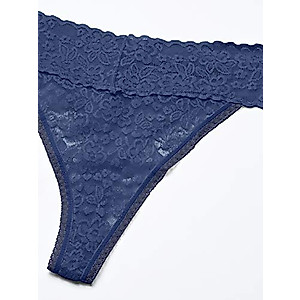 Ahh By Rhonda Shear womens Lace Thong Underwear, Navy, 2X-3X US