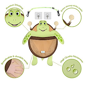 Nooni Care Bath Toy Organizer for Bathroom Storage and Nursery, Tubby Turtle Kids Bath Tub Toys Storage Mesh Basket