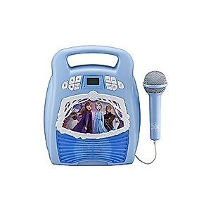 Frozen 2 Bluetooth Portable MP3 Karaoke Machine Player with Light Show Store Hours of Music with Built in Memory Sing Along Using The Real Working Microphone USB Port to Expand Your Content