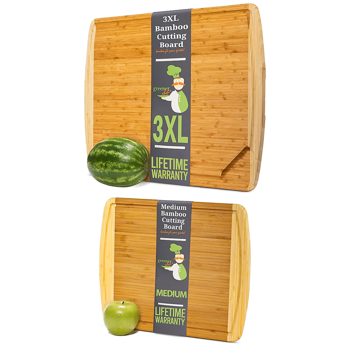 30 x 20 Inch MASSIVE XXXL Extra Large Bamboo Cutting Board and Medium-Large Wood Cutting Board : 14.5 x 11.5 Inches