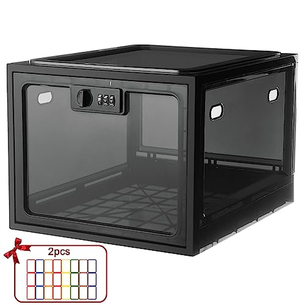 Lalifebuss Combination Lock Boxes for Personal Items, Lockable Storage Box for Office Locker/School/Medicine/Snacks/Phone Jail/Electronic/Home (1 Pack/Black)