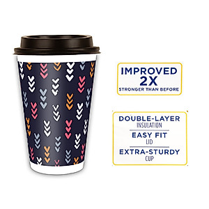 Chinet Comfort-Cup 72 Count Double-Wall Hot Cups & Lids, 16 Ounce