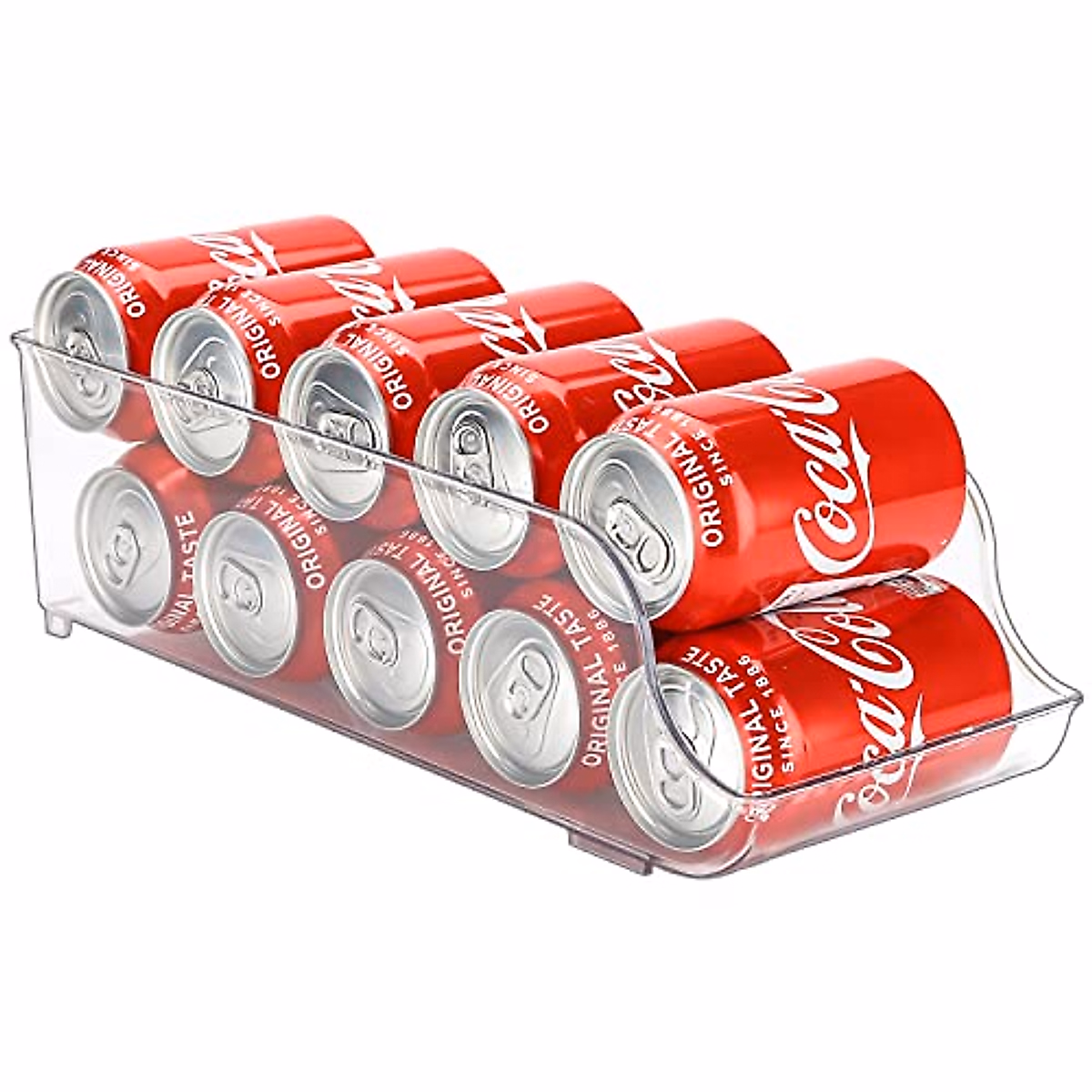 Puricon 1 Pack Refrigerator Organizer Bins Can Dispenser Storage Holder, Soda Beverage Canned Food Container Bin Clear Plastic Pantry Storage Rack for Fridge Kitchen Countertops Cabinets -Standard Can