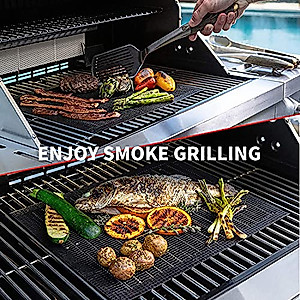 Grill Mesh Mat Set of 3 - Heavy Duty BBQ Non-stick Cooking Sheet Liners Reusable Teflon Barbecue Grilling Net for Outdoor Smoker, Pellet, Gas, Charcoal Grills - 11.8x13.8
