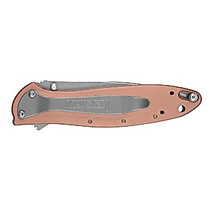 Kershaw Leek Copper Pocketknife EDC, 3" CPM 154 Steel Blade, Copper Handle, Dual Lock System, assisted opening Knife