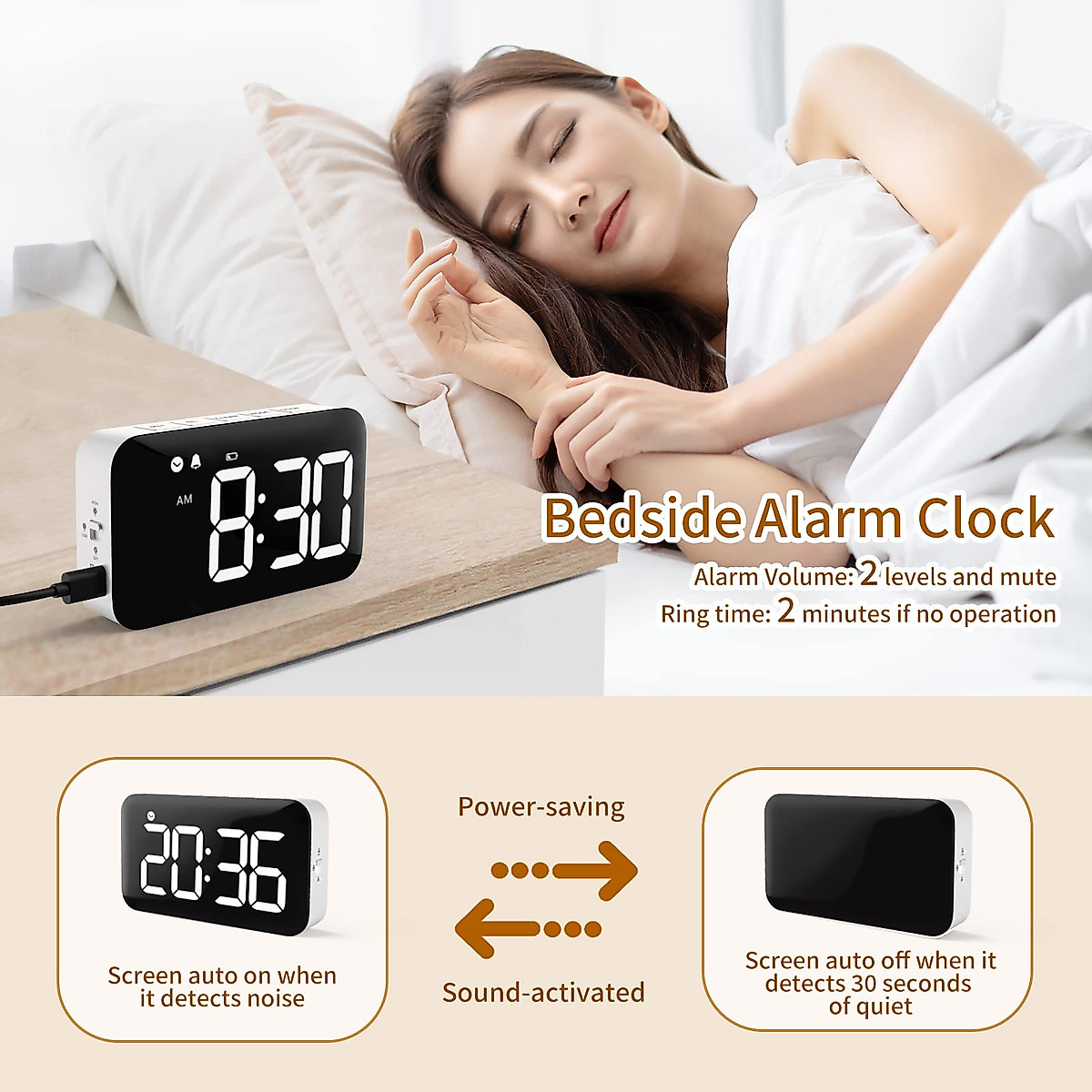 DOOMAY Rechargeable Digital Kitchen Timer - Large LED Magnetic Timer Sound Activated, Brightness and Volume Adjustable, Ideal for Cooking, Classroom, Office and for Kids, Teacher, Seniors to Use