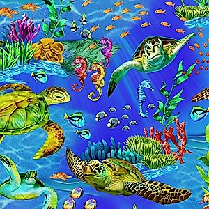 Quality Fabric Sea Turtles Australian Big Blue 100% Cotton 1/4 Yard (18x22)