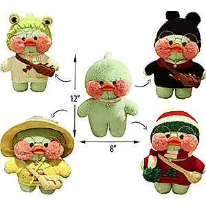 Big Duck Stuffed Animal Clothes Accessories 12 in Duck Plush Kawaii Stuffed Animal Toy with Glasses, Large Cute Plushies Super Soft Plush for Girls Boys, Softest Birthday Valentine Gift (Green)