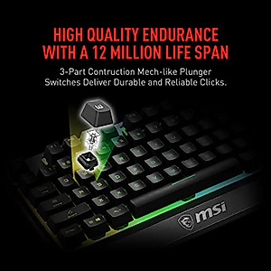 MSI Vigor GK30 Combo, 6-Zone RGB GK30 Gaming Keyboard & GM11 Gaming Mouse, Water Repellent & Splash-Proof, 5000 DPI