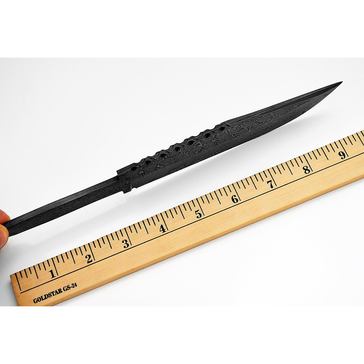 Whole Earth Supply Large Partial Tang Clip Point Hunting Damascus Skinning Blank Blanks Blade Knife Knives Making High Carbon Steel