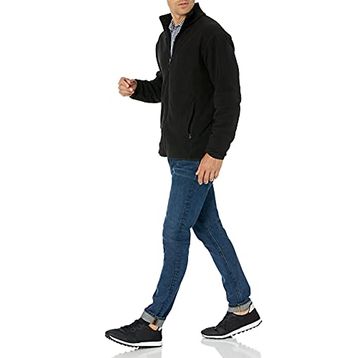 Amazon Essentials Men's Full-Zip Polar Fleece Jacket (Available in Big & Tall), Black, Large