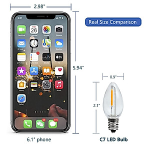 50 Pack C7 LED Night Light Bulbs, C7 LED Replacement Light Bulb for Christmas String Light, 0.6 Watt Equivalent to 7 Watt, Warm White 2200K, E12 Candelabra Base Clear Plastic LED Bulbs