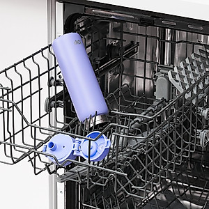 ION8 Vacuum Insulated Steel Water Bottle, 500 ml/18 oz, Leak Proof, Easy to Open,Secure Lock, Dishwasher Safe, Fits Cup Holders, Carry Handle, Scratch Resistant, Durable Stainless Steel, Light Purple