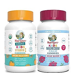 USDA Organic Vitamin C Gummies for Kids & Kids Magnesium Citrate Gummies Bundle by MaryRuth's | Immune Support & Overall Health | Magnesium Supplement | Stress Relief, Bone, Nerve, Gut Health