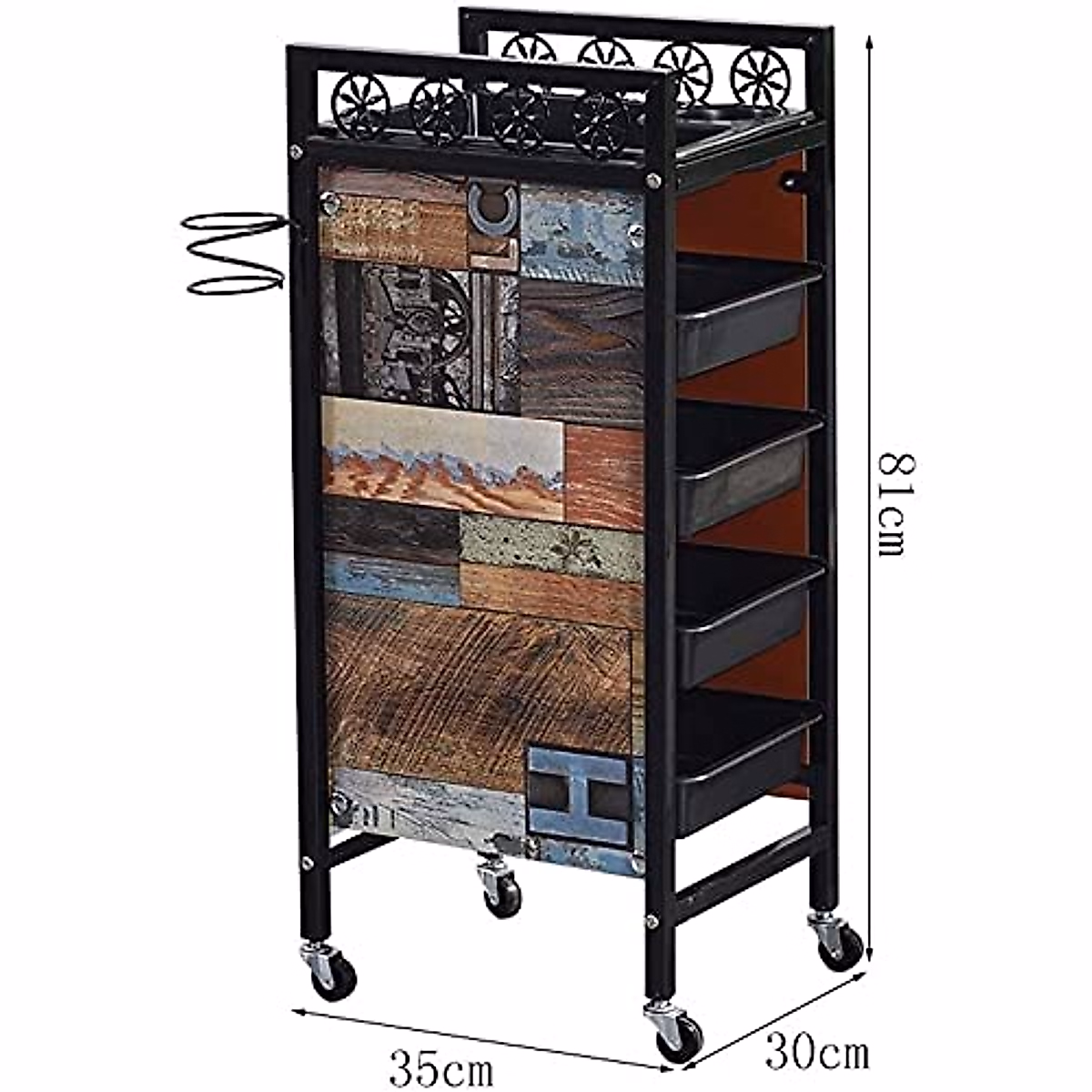 Trolley Rack Beauty Salon Trolley Tool Cart Barber Shop Multi-Layer Tool Cart Retro Stroller Trolley Rack (Color : C)