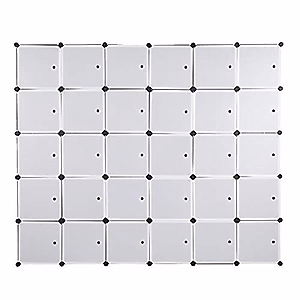 Stylish Cube Wardrobe with Hanging Rod - Modular Closet Cabinet with White Doors