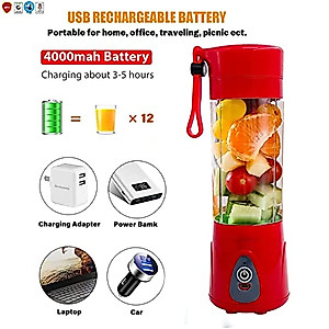 Portable Blender Personal Size Blender USB 4000 mAh Rechargeable with 6 Blades Smoothies,380ML Juicer Cup 5 Core PB 01