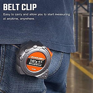 VANQUISH Heavy-Duty Tap Measure 25'/7.5m x 1"/25mm Easy Read Measuring Tape (4036)