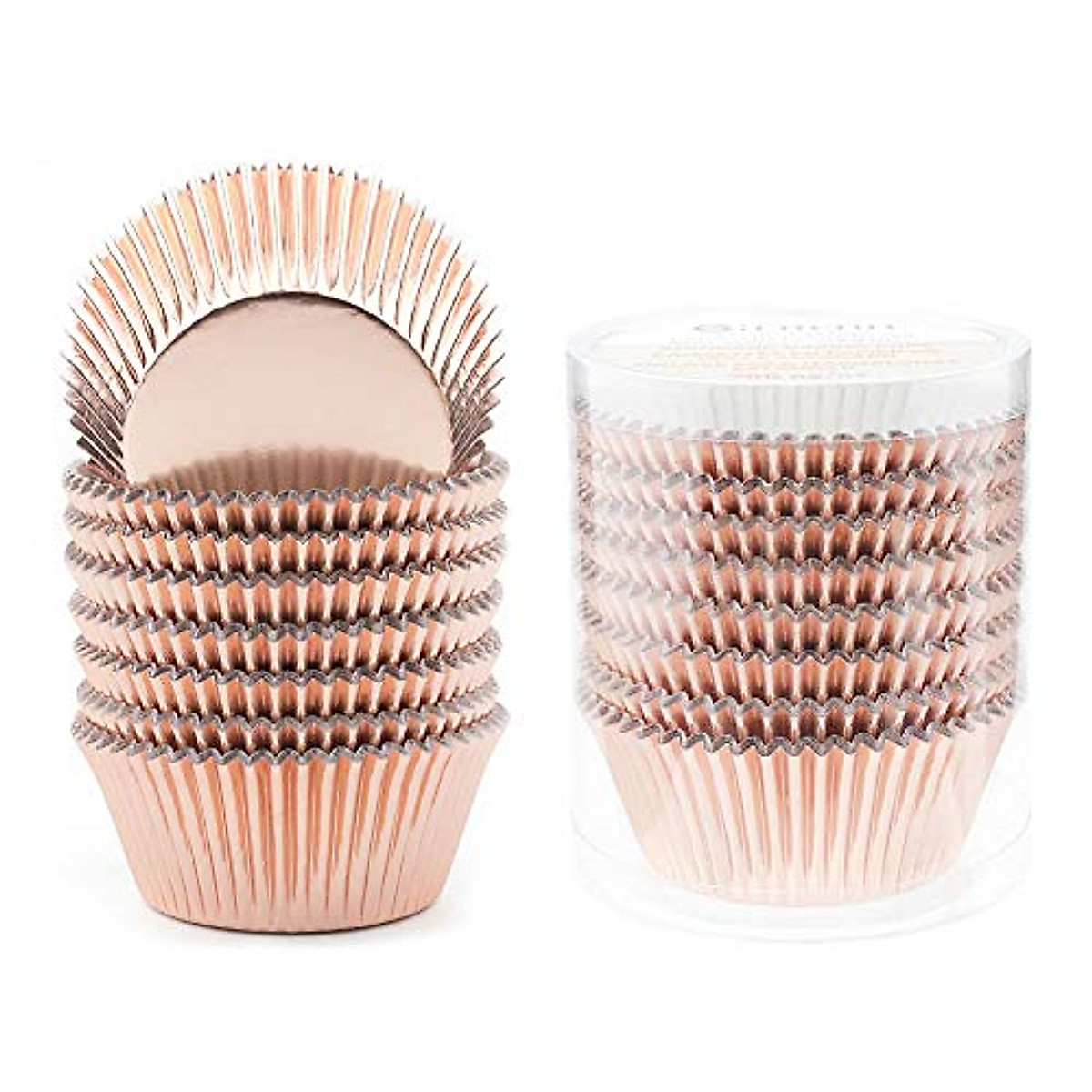 Gifbera Rose Gold Foil Cupcake Liners Standard Baking Cups Muffin Wrappers for Wedding Birthday, 200-Count