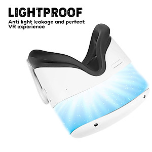 VR Silicone Facial Cover Skin Accessory for Oculus Quest 2 - Washable Sweat-Proof Anti-Leakage Light Blocking Face Cover (Black)