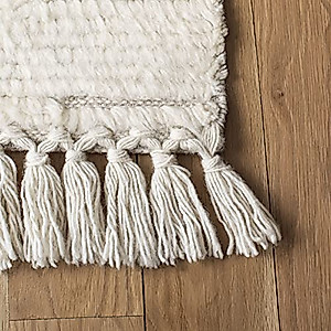 Safavieh Casablanca Collection 7' Square Ivory CSB454A Handmade Moroccan Tassel Premium Wool Living Room Dining Bedroom Area Rug