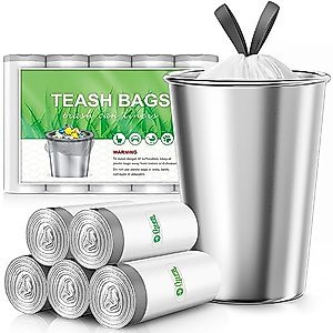 RayPard 13 Gallon 100 Counts Heavy Duty Large Drawstring Trash Bags Garbage Bags,12-13gal Tall Trash Bin Liners for Kitchen Yard Industrial, White
