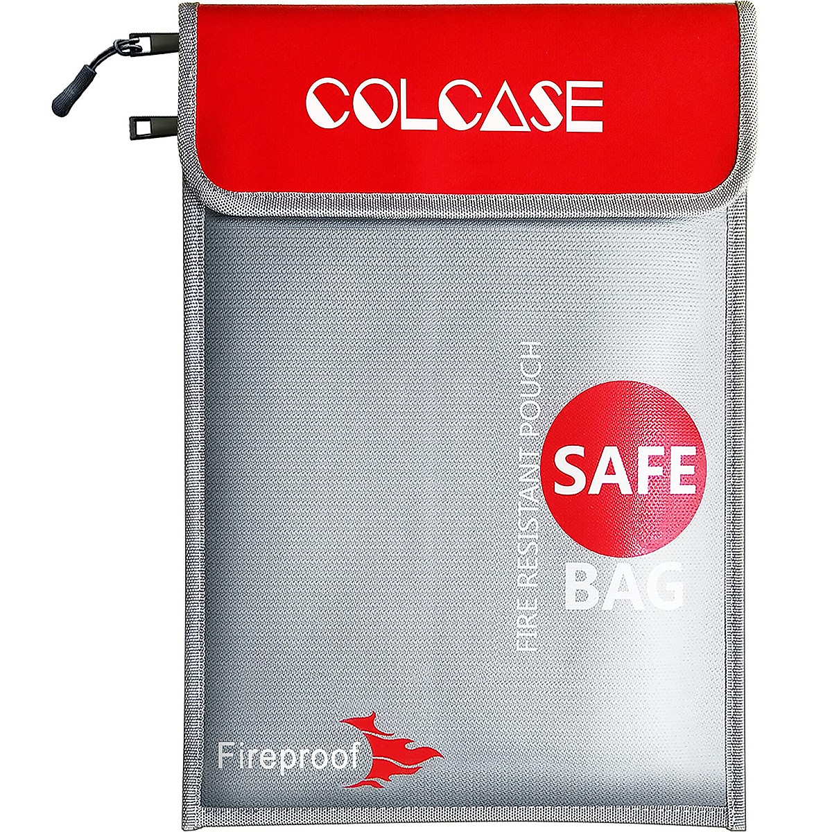 COLCASE Upgraded 2 Pockets Fireproof Document Bag (2000 ℉ )15 x 11 Inches Silicone Coated Fireproof and Waterproof Money Bag Fireproof Safe Storage for Money , Documents , Jewelry and Passport