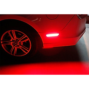 iJDMTOY Smoked Lens Red Full LED Rear Side Marker Light Kit Compatible With 2005-09 Ford Mustang, Powered by 54-SMD LED, Replace OEM Back Sidemarker Lamps