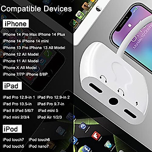 Lightning to 3.5mm Headphone Jack Audio Adapter,iPhone to 3.5mm Earphone Splitter Adapter with Charging Port,iPhone to aux adapter,Compatible With iPhone 13/12/11/X/8/8/7,Support Newest iOS 15