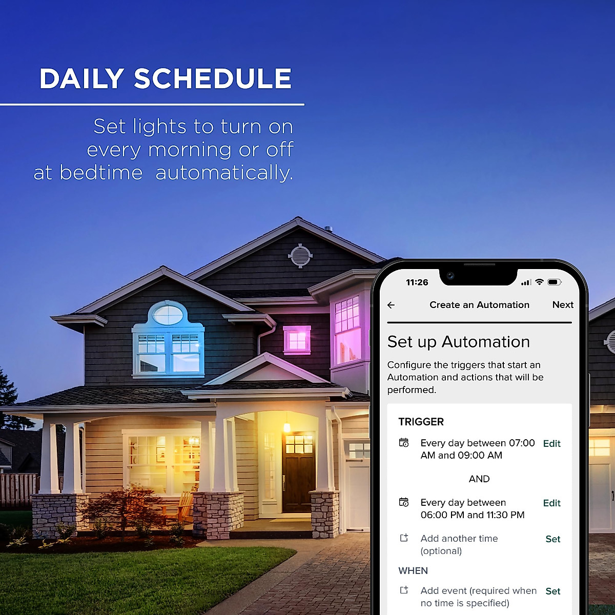 Merkury Smart A19 Color Changing Light Bulbs - 2-Pack, Dimmable, Compatible with Alexa and Google Assistant