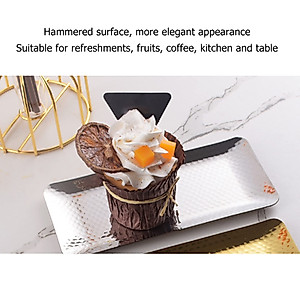 Pastry Serving Tray, Widely Applicable Dishwasher Safe Hammered Multi Purpose Mirror Surface Serving Platter for Home(Silver)