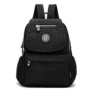 Fadsace Women Waterproof Nylon Backpack Lightweight Strong Hiking Camping Cycling Packback Daypack (Black)