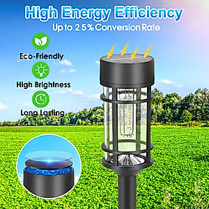 Mancra 8 Pack Solar Pathway Lights Outdoor, LED Solar Garden Lights Glass Stainless Steel Solar Landscape Lights Up to 12 Hrs Outdoor Solar Lights for Lawn Yard Walkway Driveway