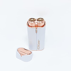 Finishing Touch Flawless Women's Painless Hair Remover Face Duo, Facial Electric Shaver Device, Dermatologist Approved, Hypo-allergenic, White/Rose Gold