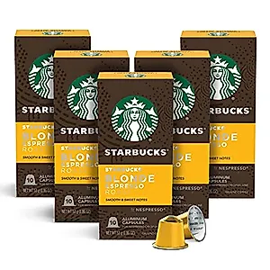 Starbucks by Nespresso Blonde Roast Espresso (50-count single serve capsules, compatible with Nespresso Original Line System)