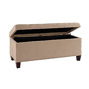 Linon Carmen Shoe Storage Ottoman, 20" x 48" x 20", Beige