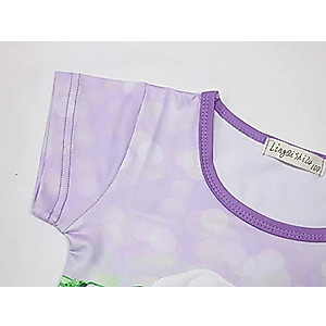 AOVCLKID Little Girls Princess Casual Cartoon Printed Dress up(6 Years,Purple)