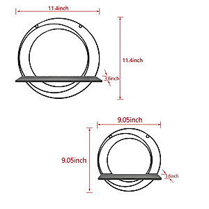 Rienias Floating Shelves Wall Mounted Set of 2, Hanging Storage Shelf for Bathroom, Living Room, Bedroom, Kitchen,Grey