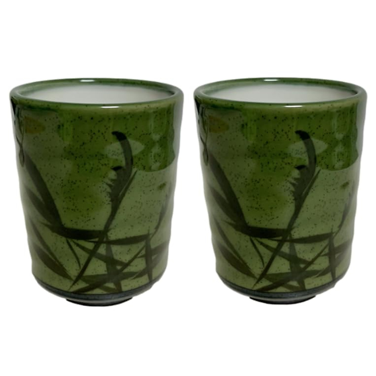 Mino Ware Japanese Traditional Yunomi Tea cups, 10.1 fl. oz, Set of 2 Authentic, Reed Motif Design Mashiko for Hot Green Tea, Matcha tea, Bancha from Japan