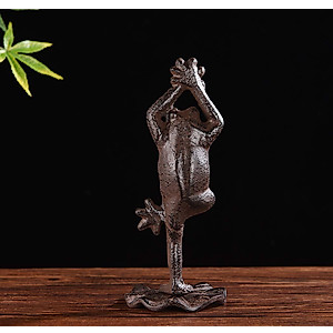 BRASSTAR Cast Iron Frog Prince Dance Statue Paperweight Fantastic Figurine Garden Lawn Home Office Desk Decor Collectible Gift PTWQ014