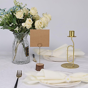 10 PCS Rustic Wood Place Card Holders with Kraft Place Cards Unique Diamond Shaped Table Number Holder Picture Clips Name Card Photo Holder for Wedding Birthday Party Baby Shower