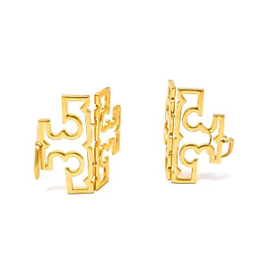 Tory Burch Womens Britten Logo Drop Earrings (Gold)