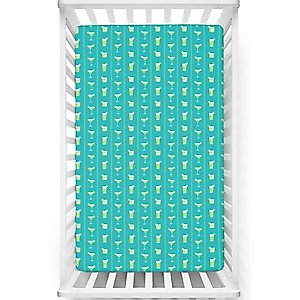 Summer Themed Fitted Crib Sheet,Standard Crib Mattress Fitted Sheet Soft and Breathable Bed Sheets-Baby Crib Sheets for Girl or Boy,28“ x52“,Seafoam Green