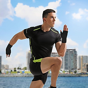 Geyoga 4 Pieces Unisex Wrist Thumb Support Sleeve Fingerless Wrist Gloves Compression Arthritis Gloves Sports Wrist Support Brace for Fatigue Sports Typing (Black, Nude, Small)